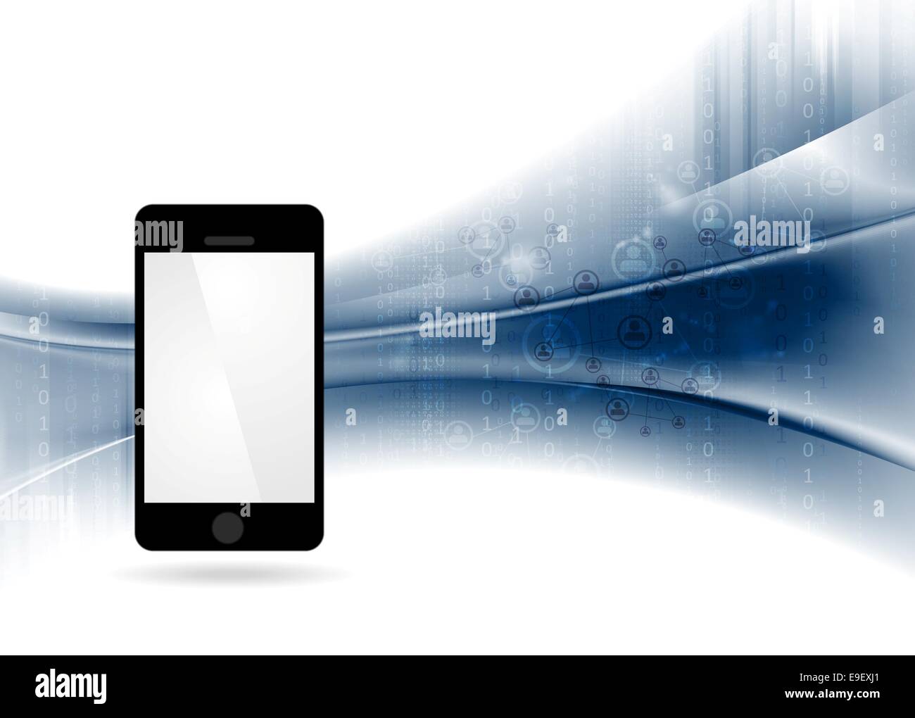 Technology vector waves abstract background with mobile phone Stock ...
