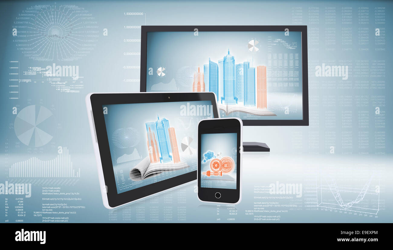 Monitor, tablet pc and smart phone Stock Photo - Alamy
