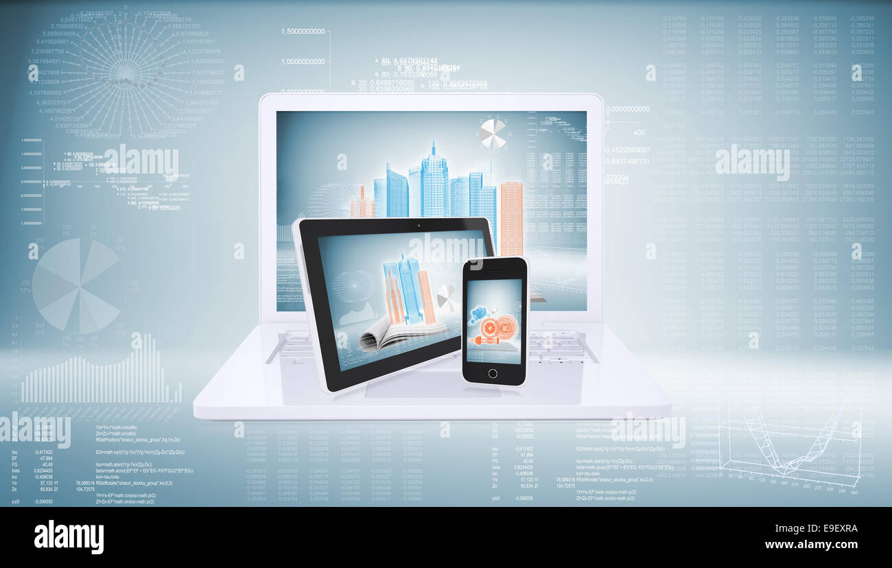 Laptop, tablet pc and smart phone Stock Photo - Alamy
