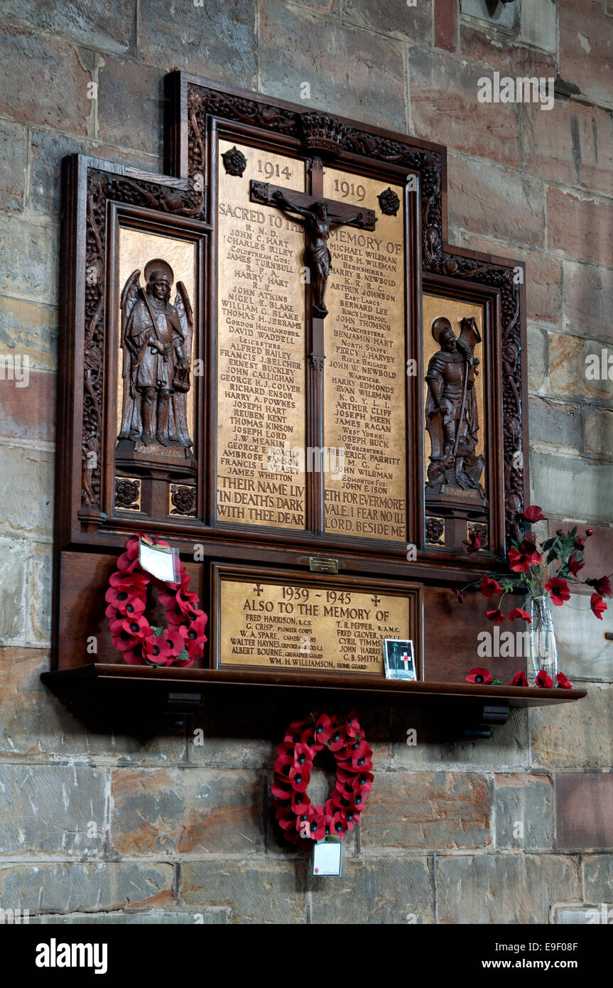 War memorial in St. Laurence`s Church, Measham, Leicestershire, England ...
