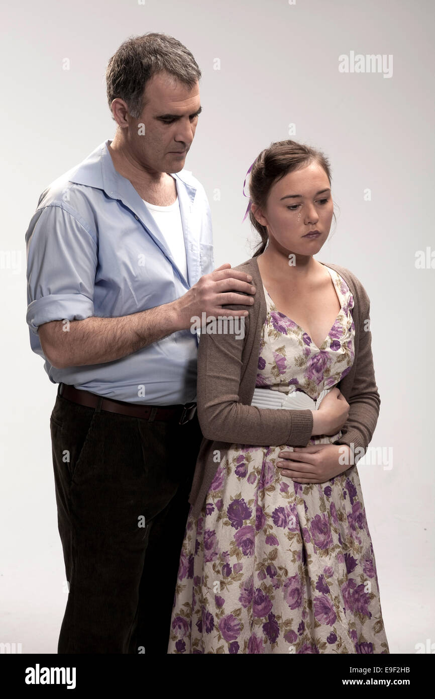 Character actors from a 1950's classic literature book act out key ...