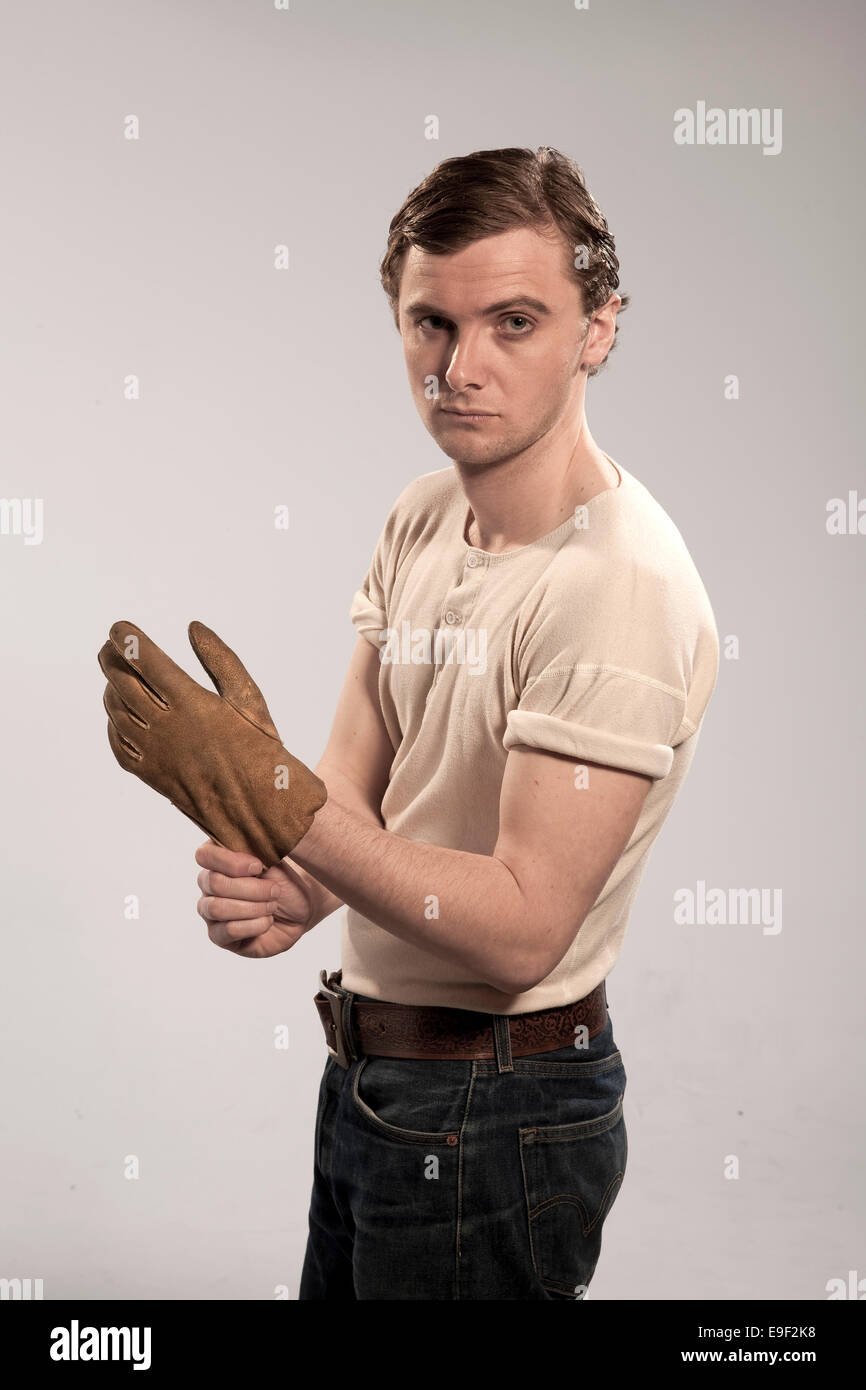 Character actors from a 1950's classic literature book act out key ...