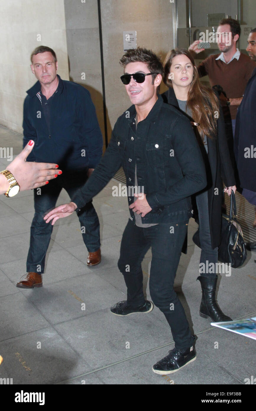 Zac Efron leaving the BBC Radio 1 studios after appearing on Nick ...