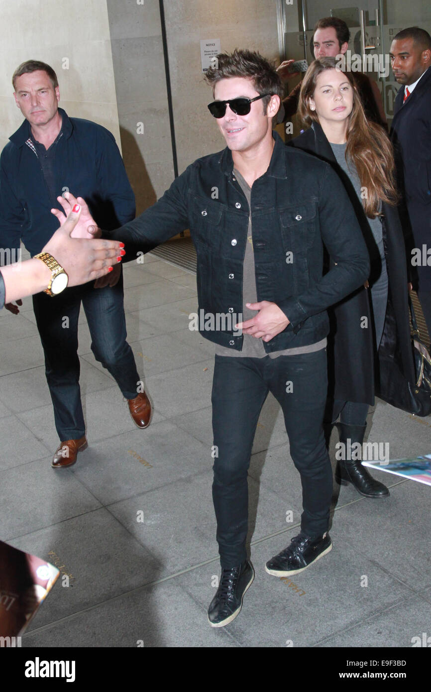 Zac Efron leaving the BBC Radio 1 studios after appearing on Nick ...