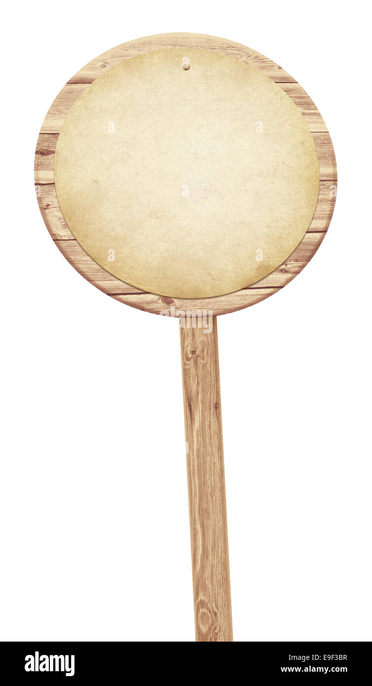 Old wooden road sign with nailed paper sheet Stock Photo - Alamy