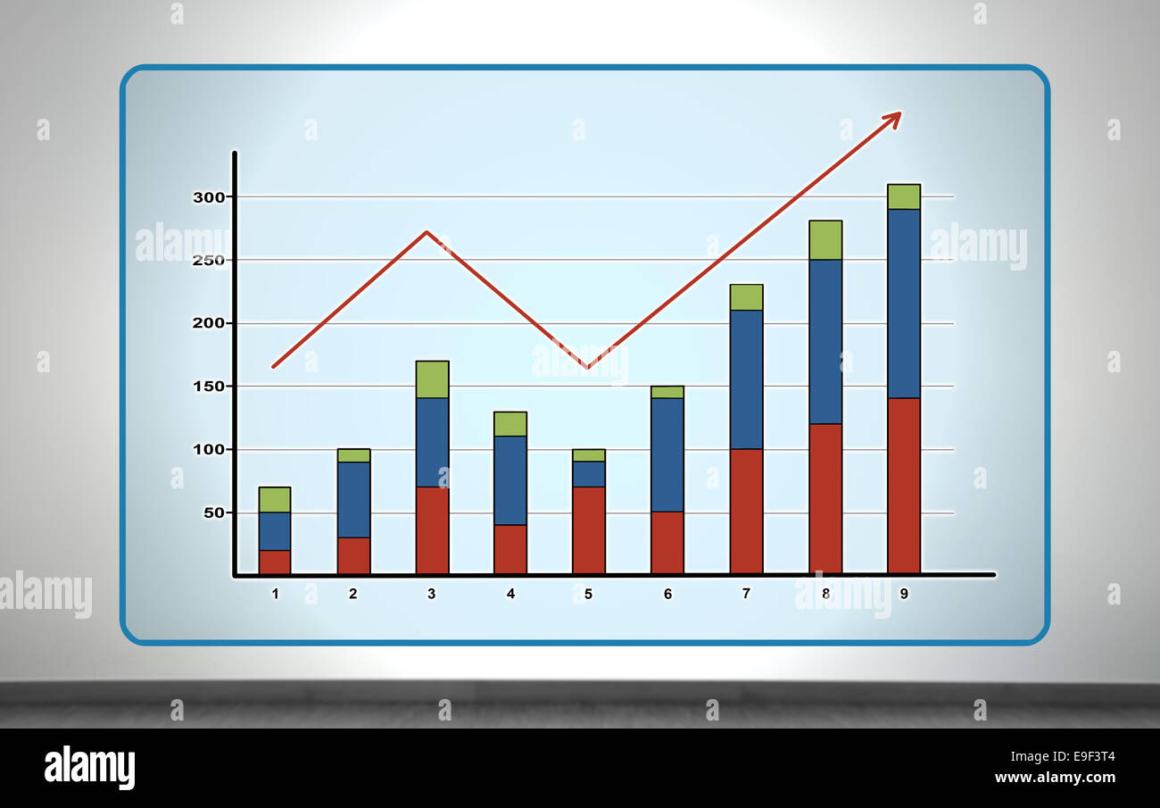 big graph on virtual screen in office Stock Photo - Alamy