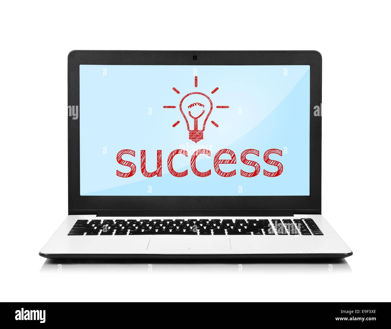 laptop with success symbol on screen on white background Stock Photo ...