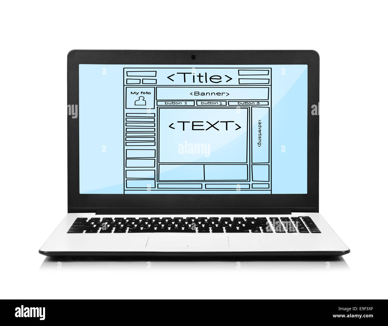 laptop with template website on screen on white background Stock Photo ...