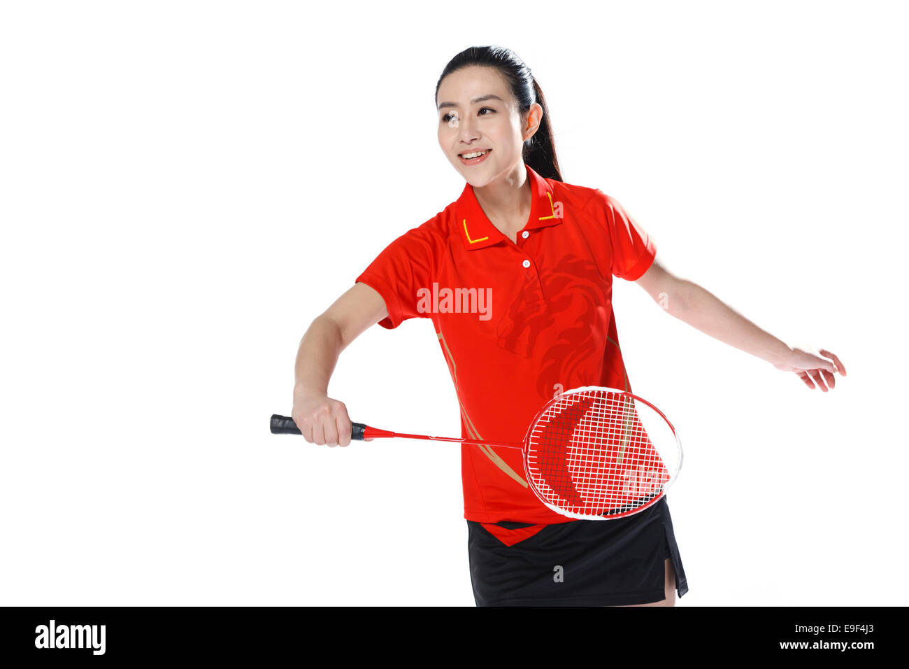 Female athletes playing badminton Stock Photo - Alamy