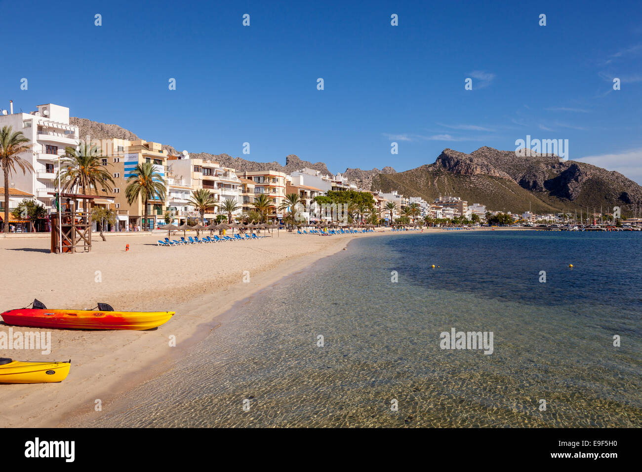 Beach, Puerto de Pollensa, Mallorca - Spain Stock Photo - Alamy