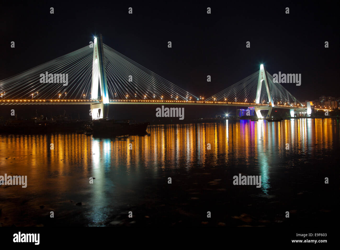 Haikou Century Bridge night Stock Photo - Alamy