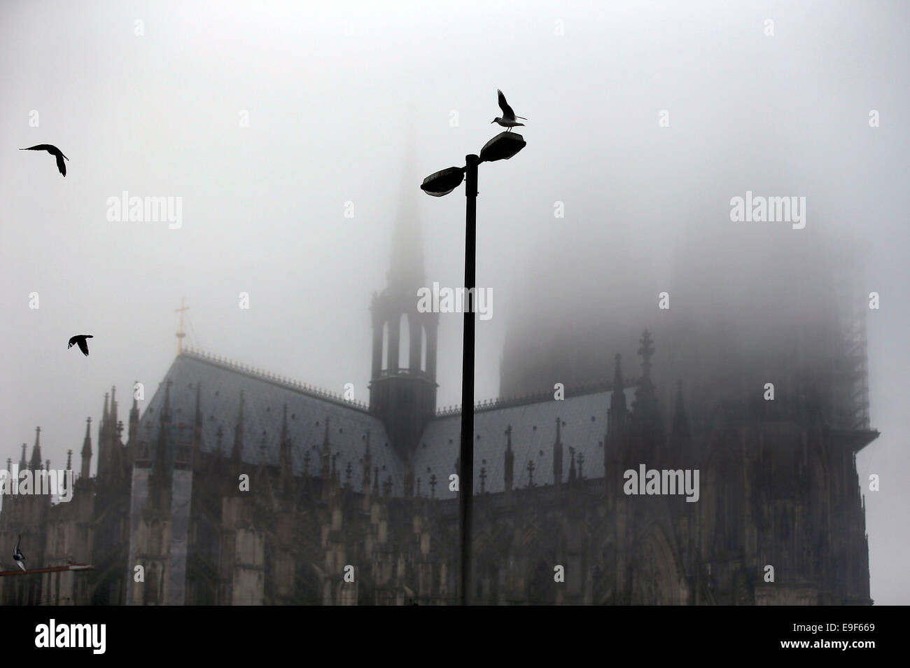 Cologne, Germany. 27th Oct, 2014. Fog drifting past the dome in Cologne ...