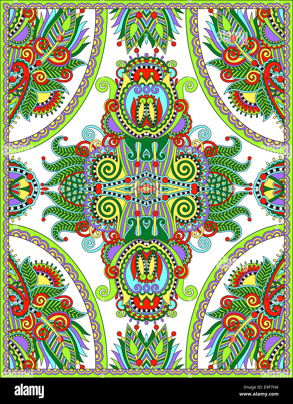 ukrainian floral carpet design for print on canvas or paper, kar Stock ...