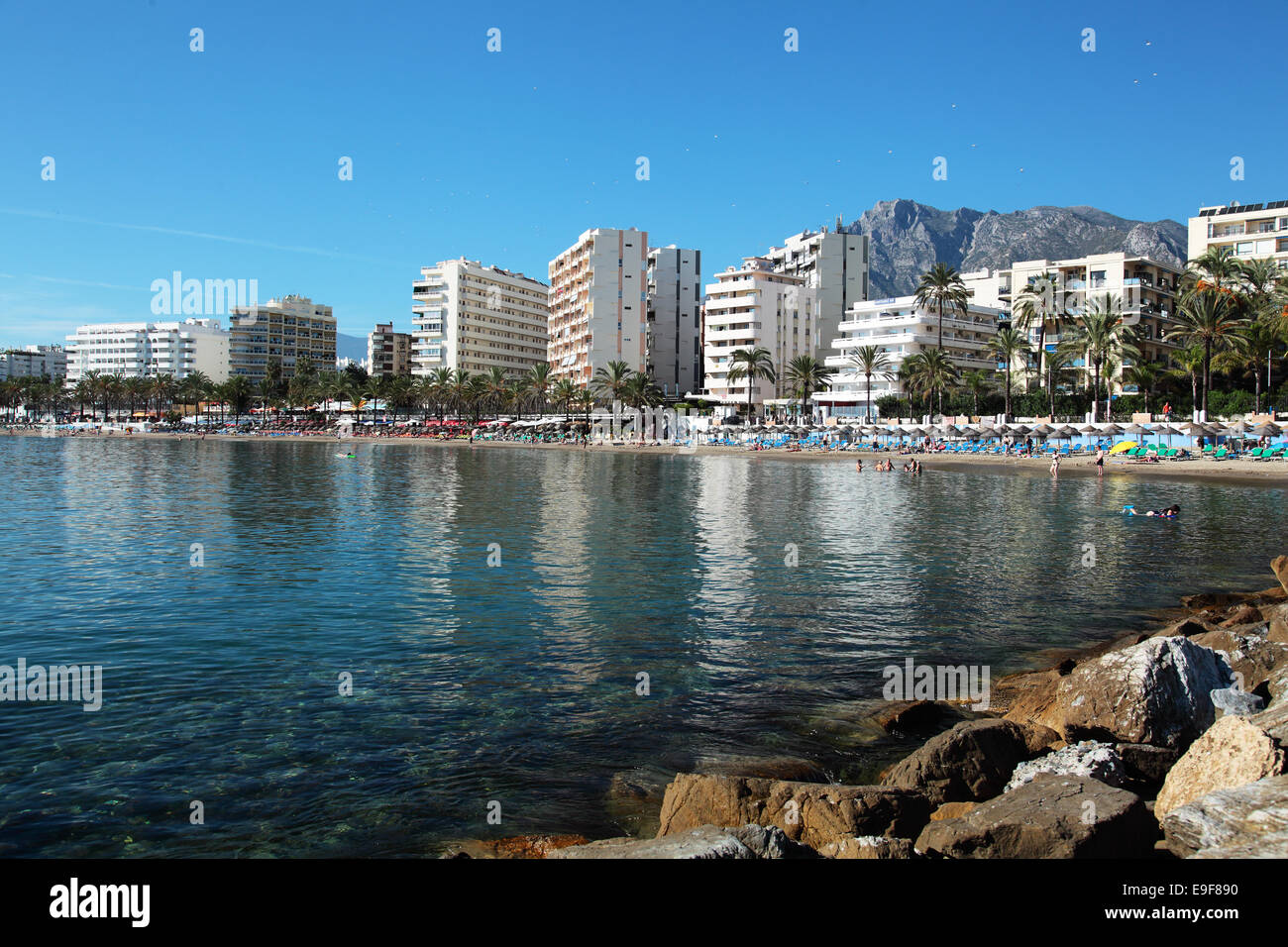 View of beach front Marbella Stock Photo - Alamy