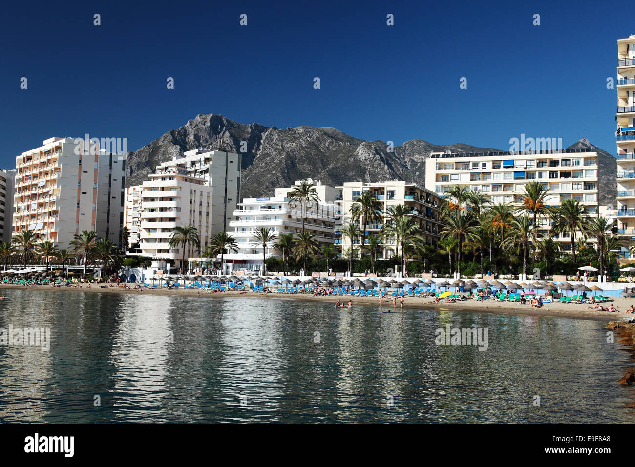 View of beach front Marbella Stock Photo - Alamy