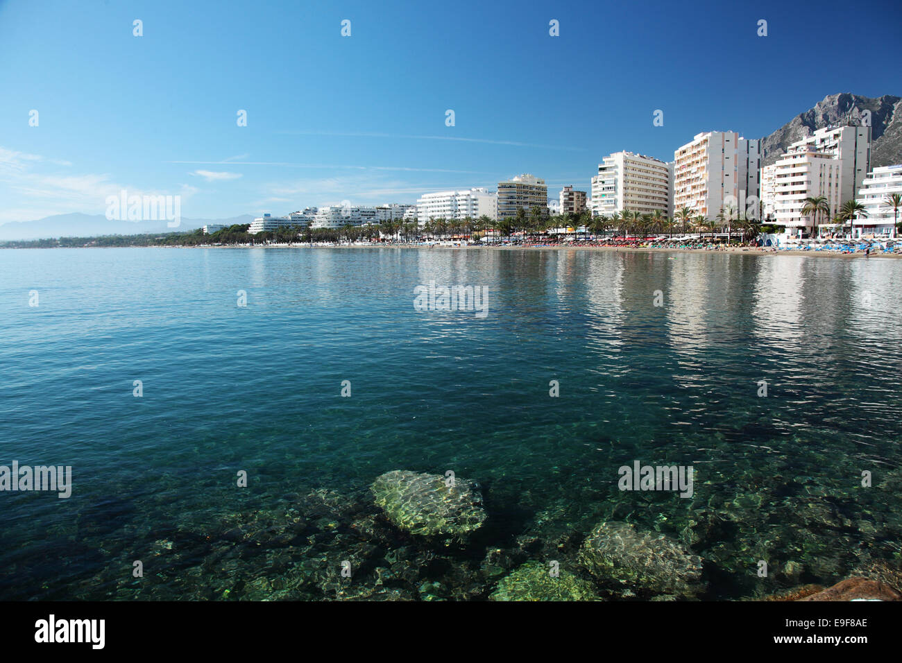 View of beach front Marbella Stock Photo - Alamy