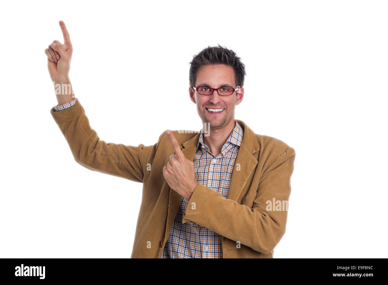 Man pointing up Stock Photo - Alamy