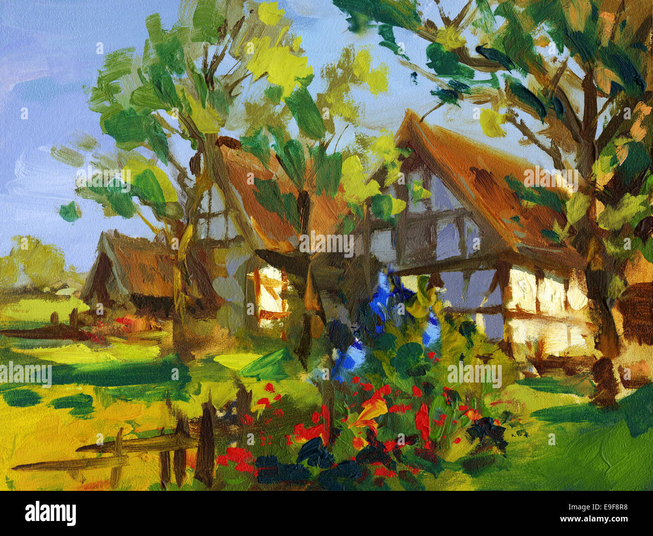 summer landscape painting Stock Photo - Alamy