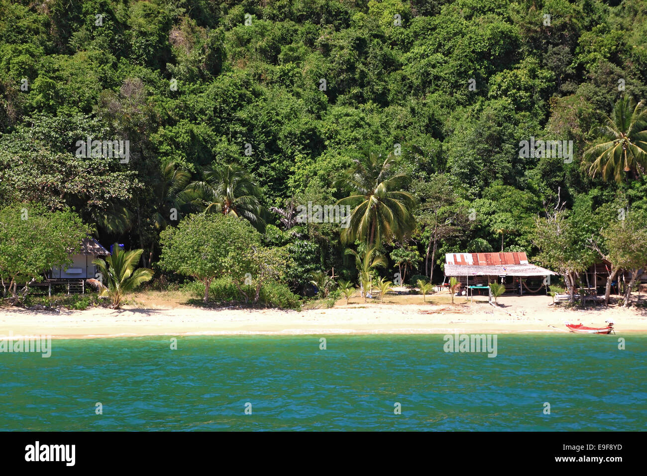 Shed on the beach in sunny day Stock Photo - Alamy