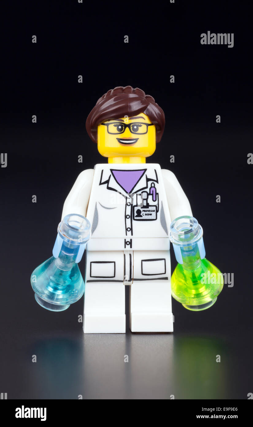 Tambov, Russian Federation - January 11, 2014 LEGO Scientist minifigure ...