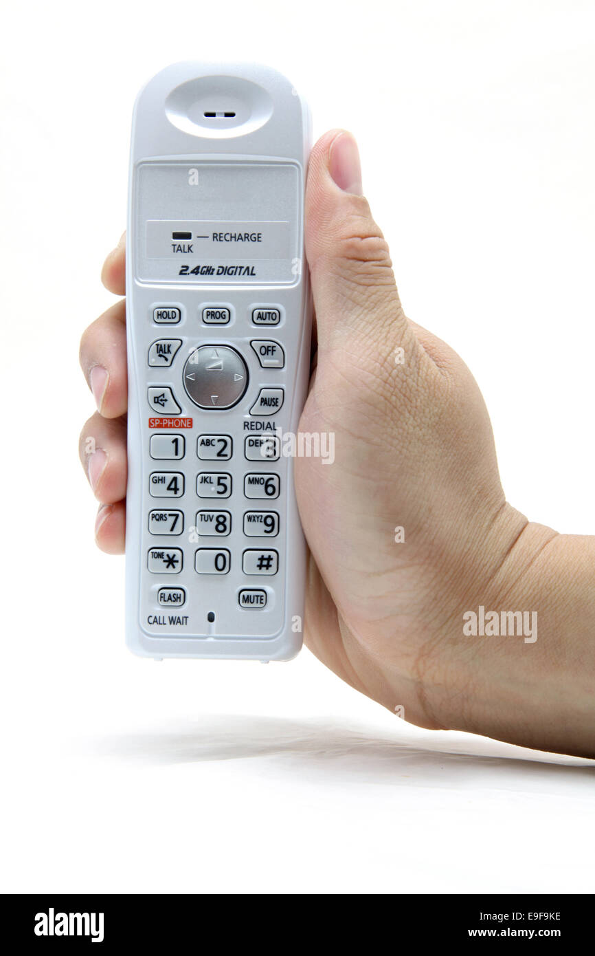 white phone in the hand isolated Stock Photo - Alamy