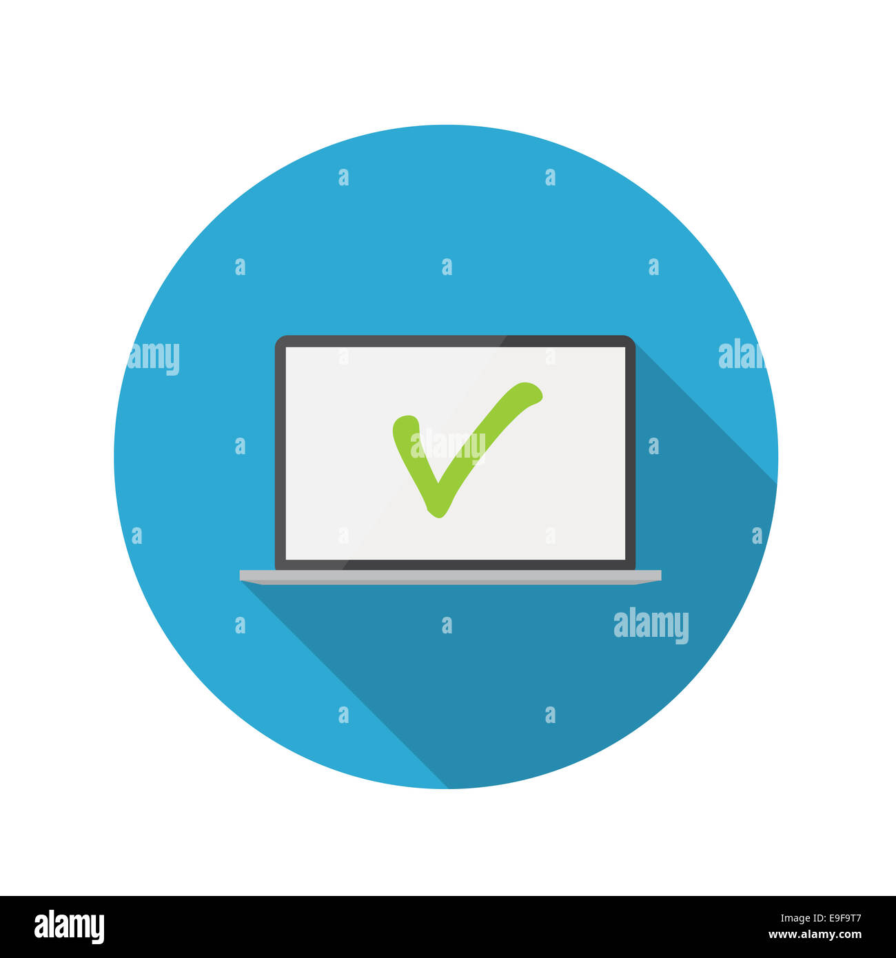 Flat Design Concept Laptop Icon Vector Illustration With Long Sh Stock ...