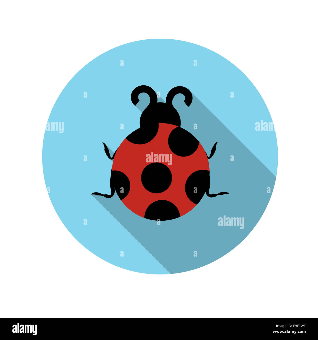 Flat Design Concept Ladybug Vector Illustration With Long Shadow Stock ...