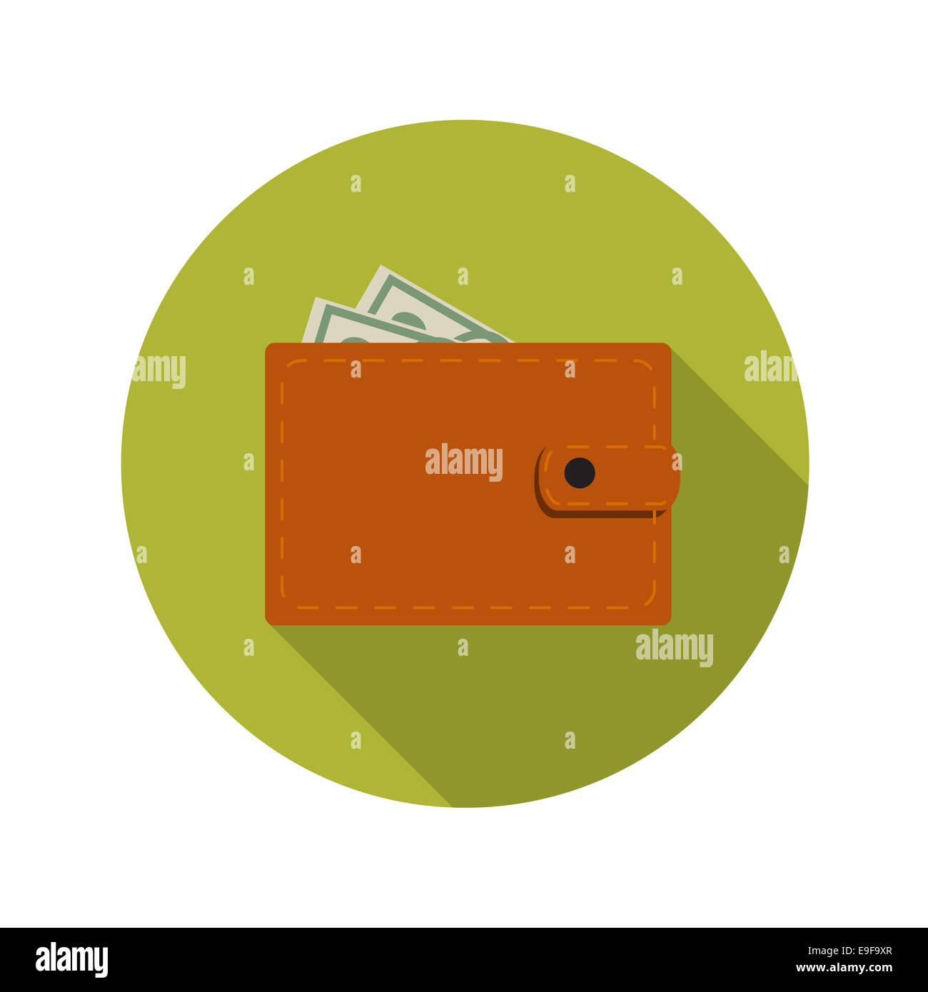 Flat Design Concept Wallet Vector Illustration With Long Shadow Stock ...