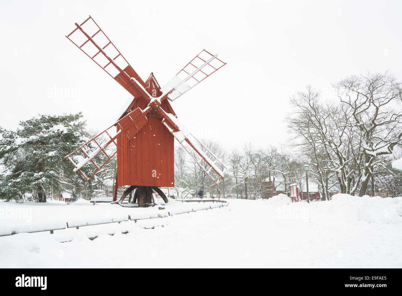 winter windmill landscape Stock Photo - Alamy