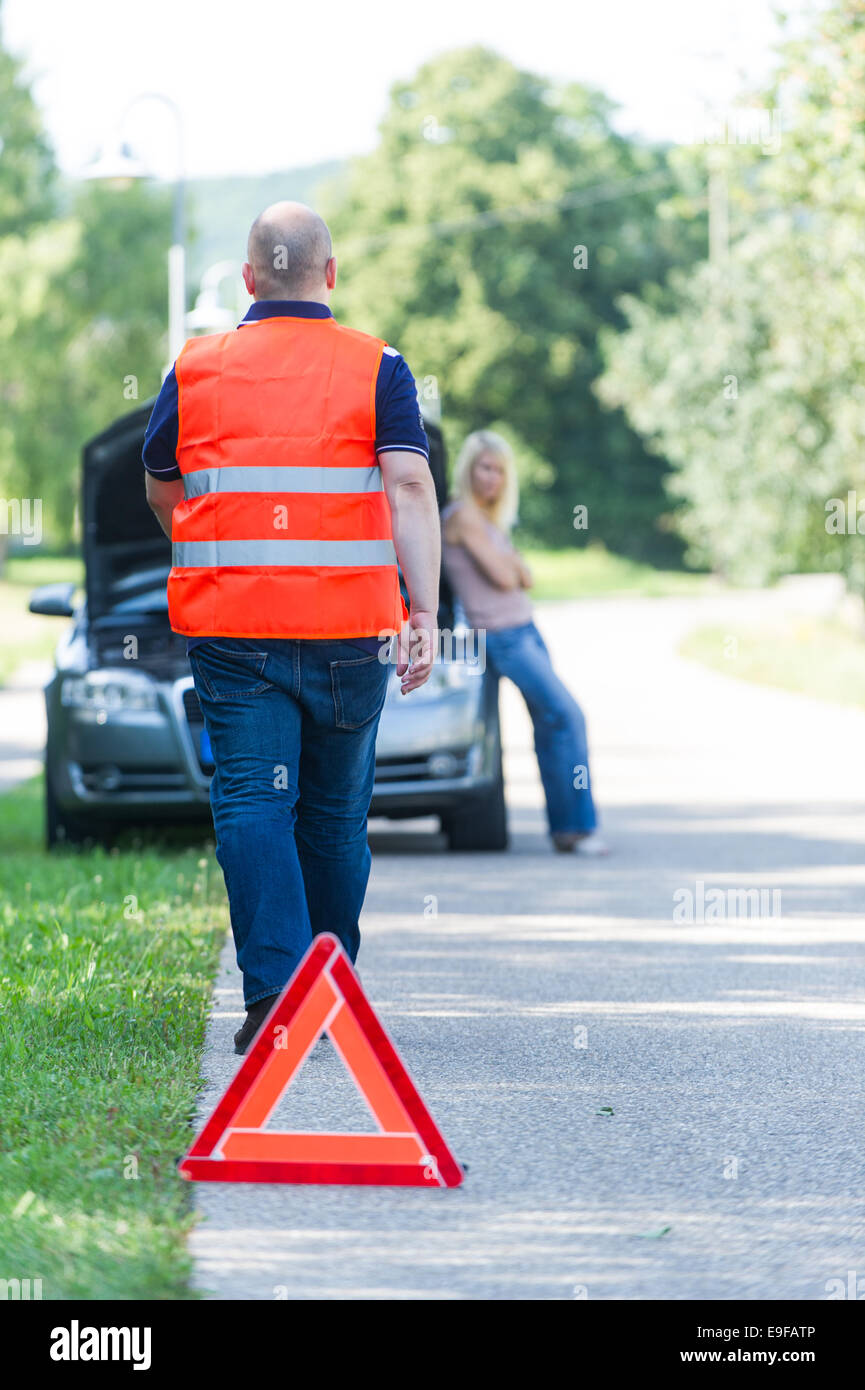 Breakdown by car Stock Photo - Alamy