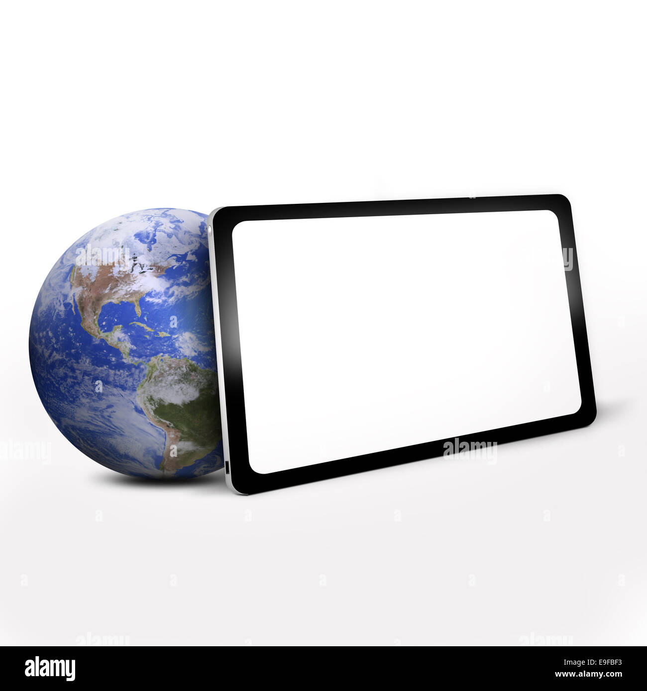tablet PC with blue Earth Stock Photo - Alamy