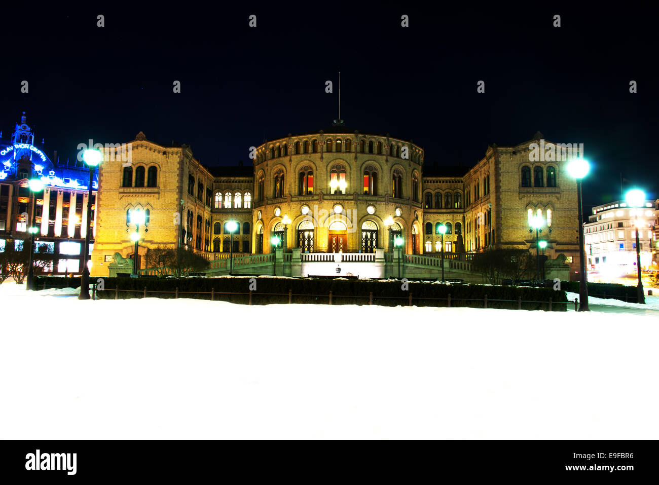 Stortinget at night Stock Photo - Alamy