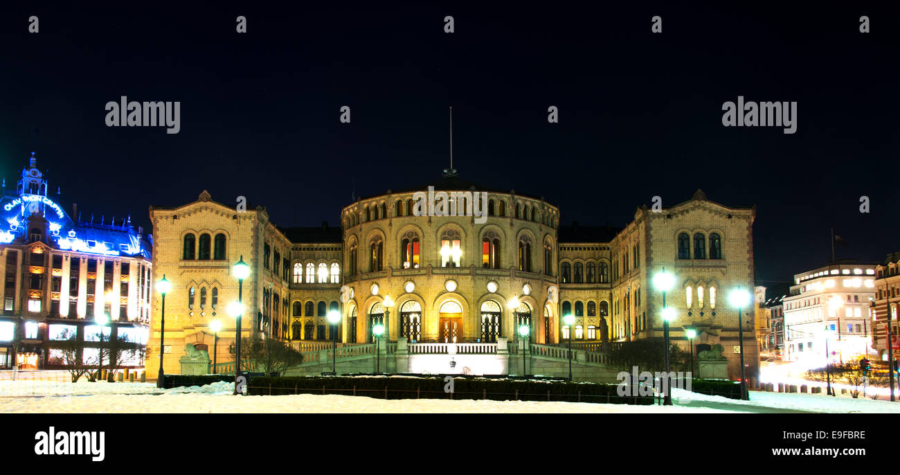 Stortinget at night Stock Photo - Alamy
