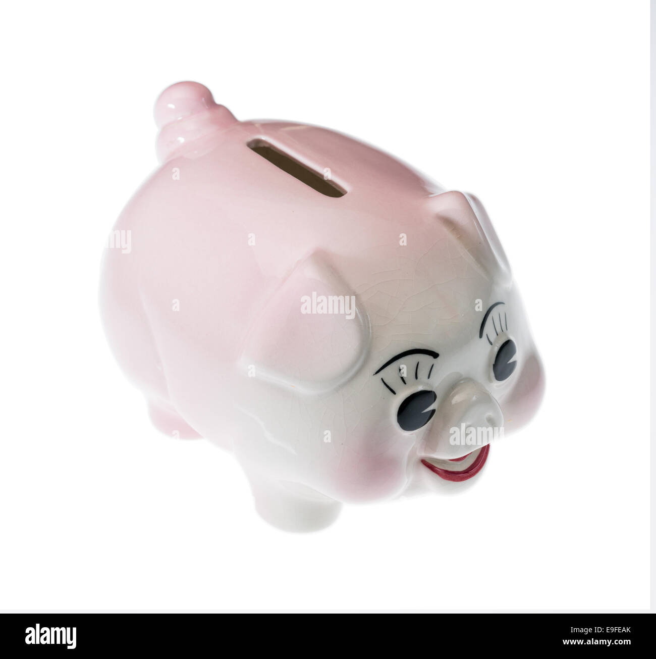 Pink pottery piggy bank isolated Stock Photo - Alamy