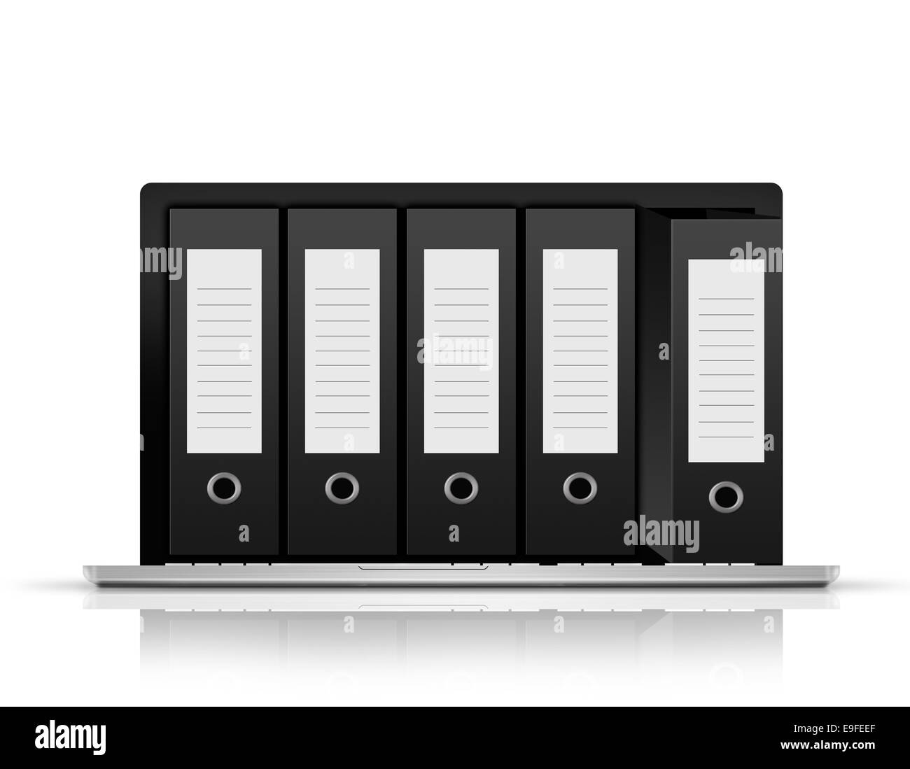 Laptop and archive folders Stock Photo - Alamy