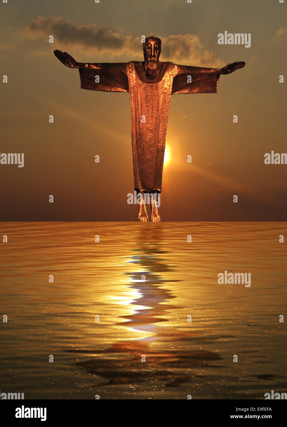 Jesus in a tranquil ocean seascape Stock Photo - Alamy
