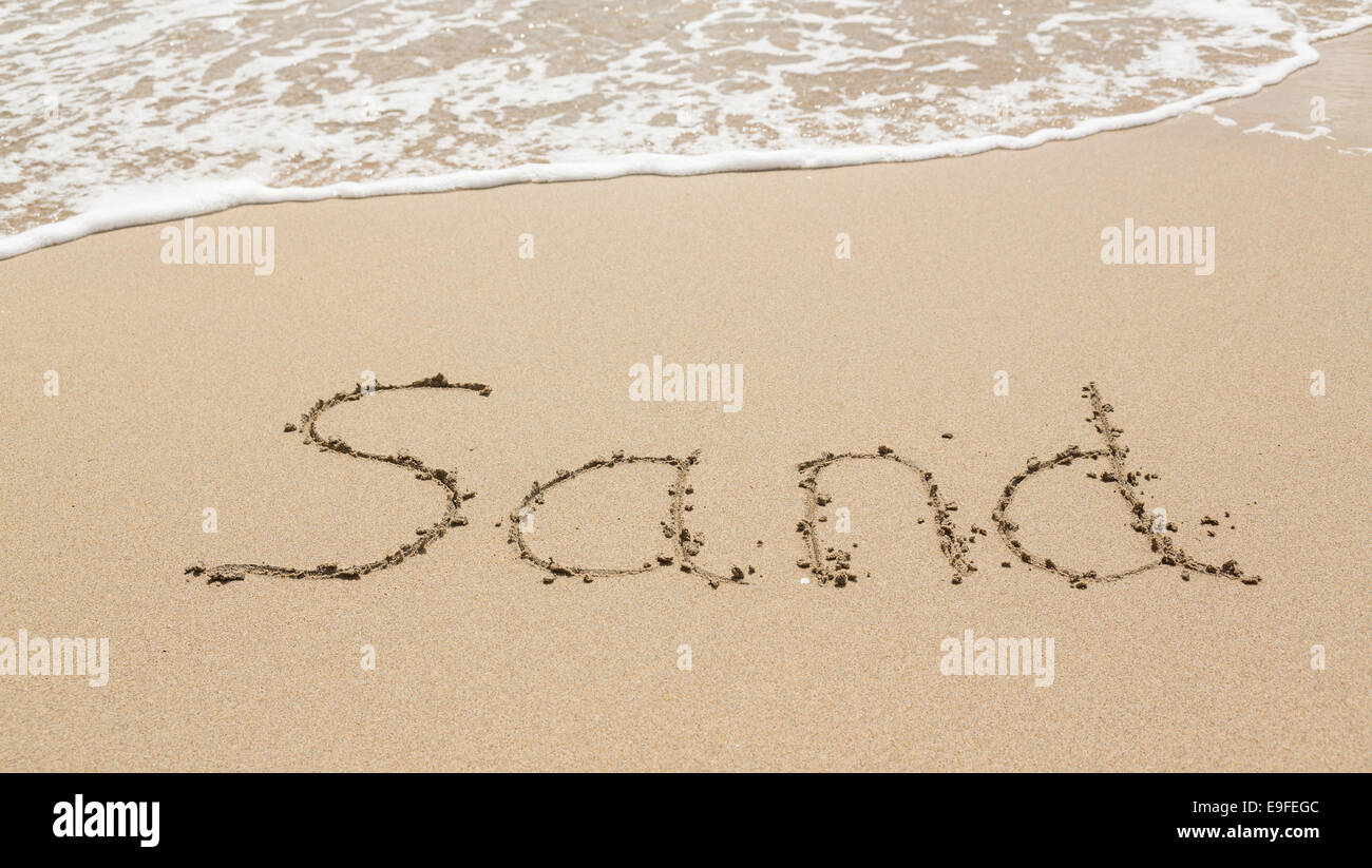 Word holiday in sand hi-res stock photography and images - Alamy
