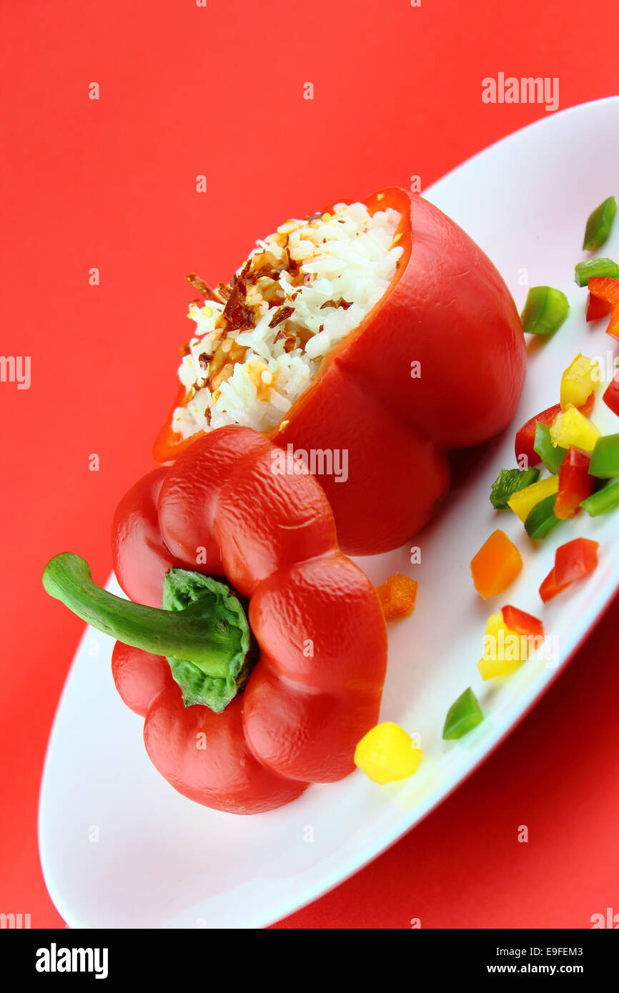 Stuffed red pepper Stock Photo - Alamy