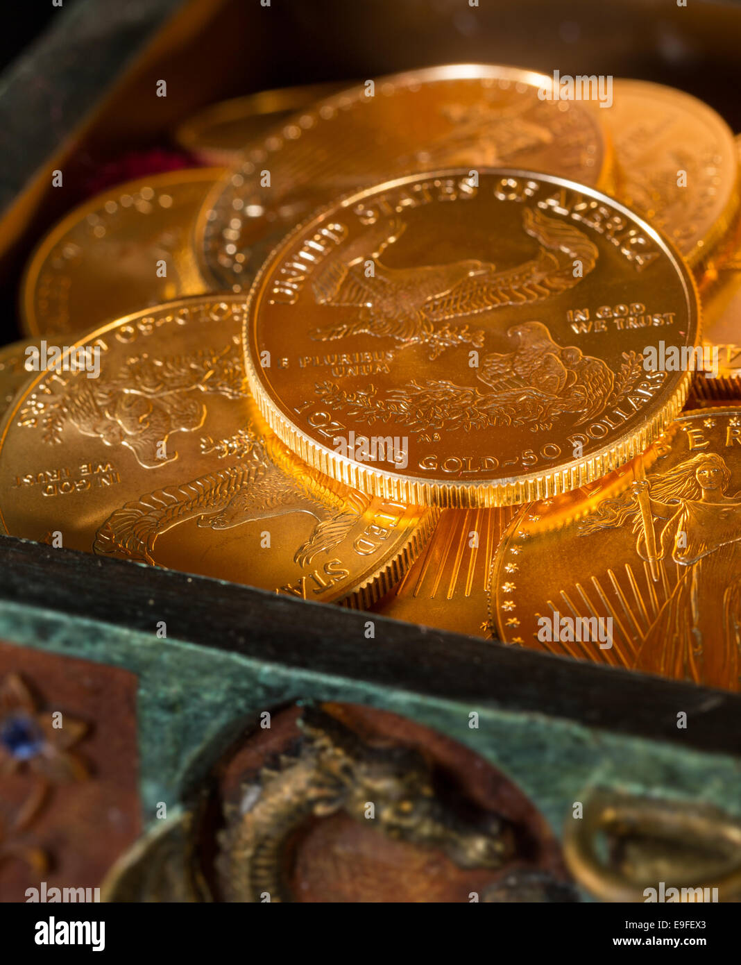 Collection of one ounce gold coins Stock Photo - Alamy