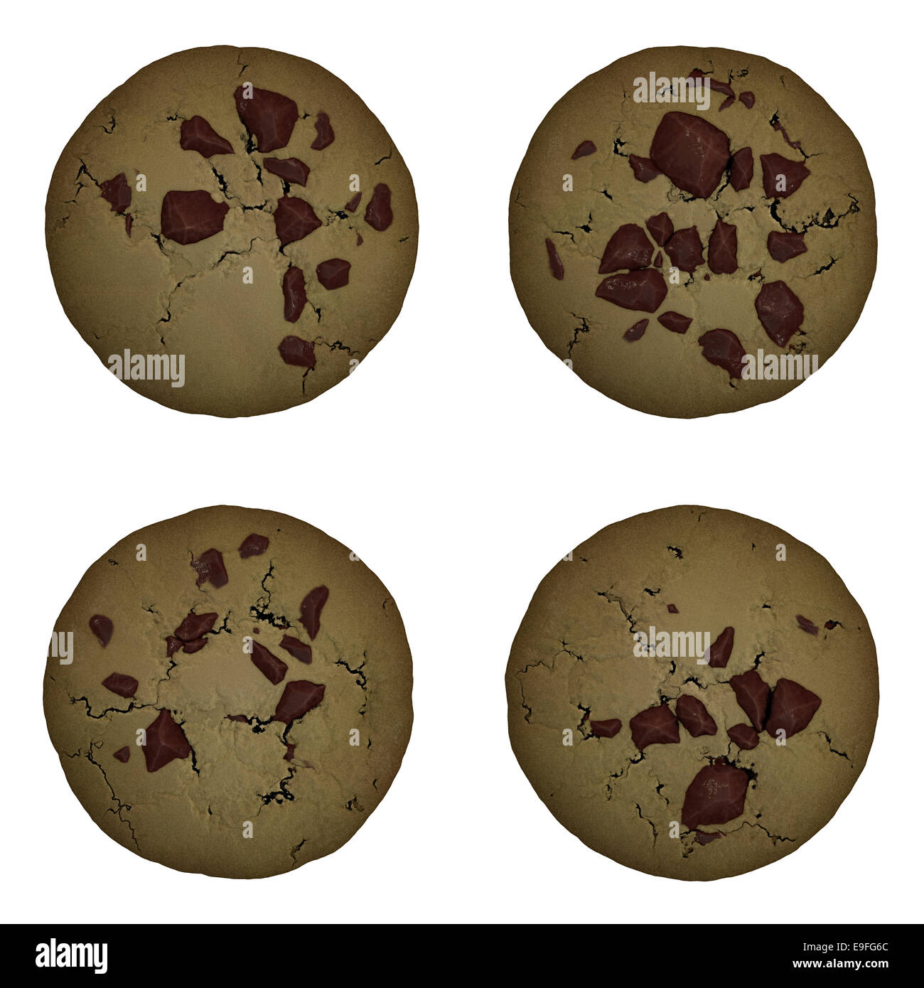 Four chocolate chip cookies Stock Photo - Alamy