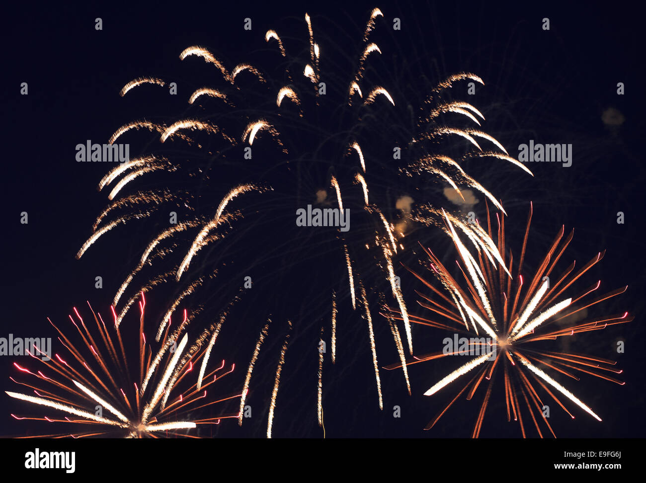 Beautiful fireworks in the night sky Stock Photo - Alamy