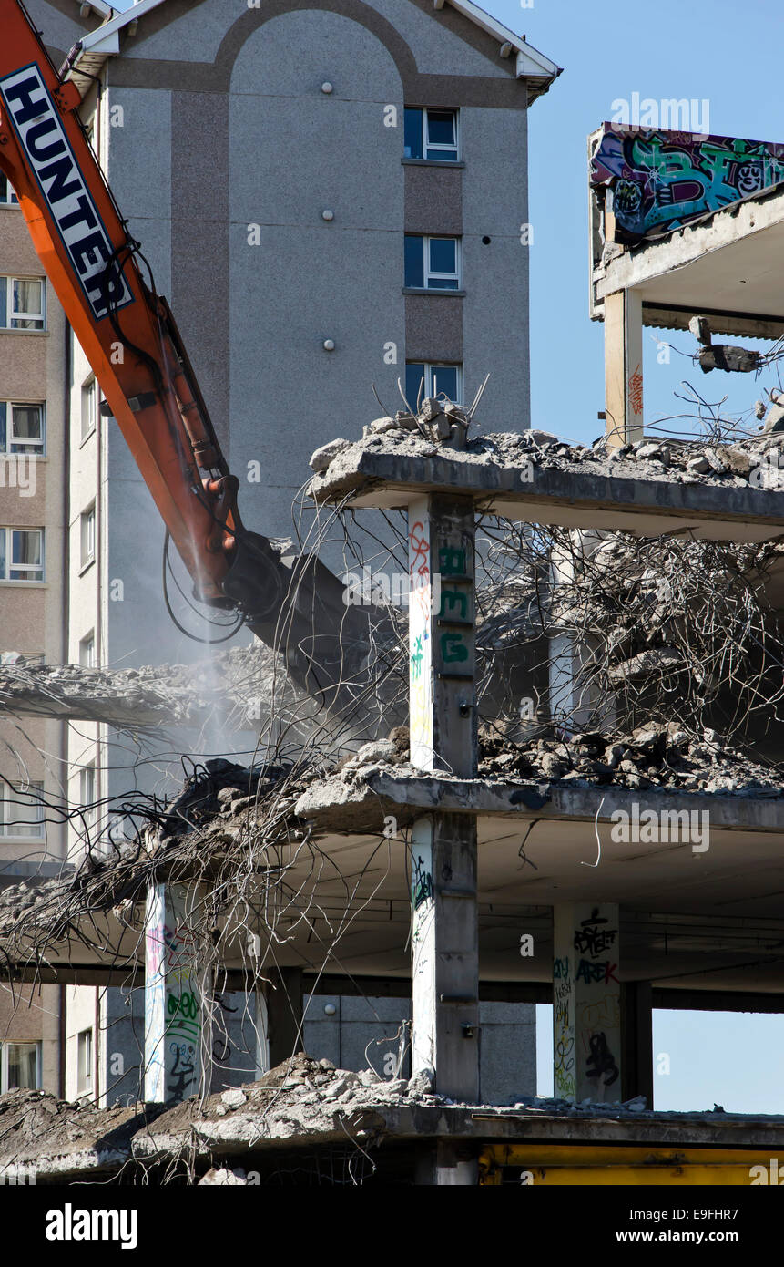 The demolition of an abandoned reinforced concrete building in ...