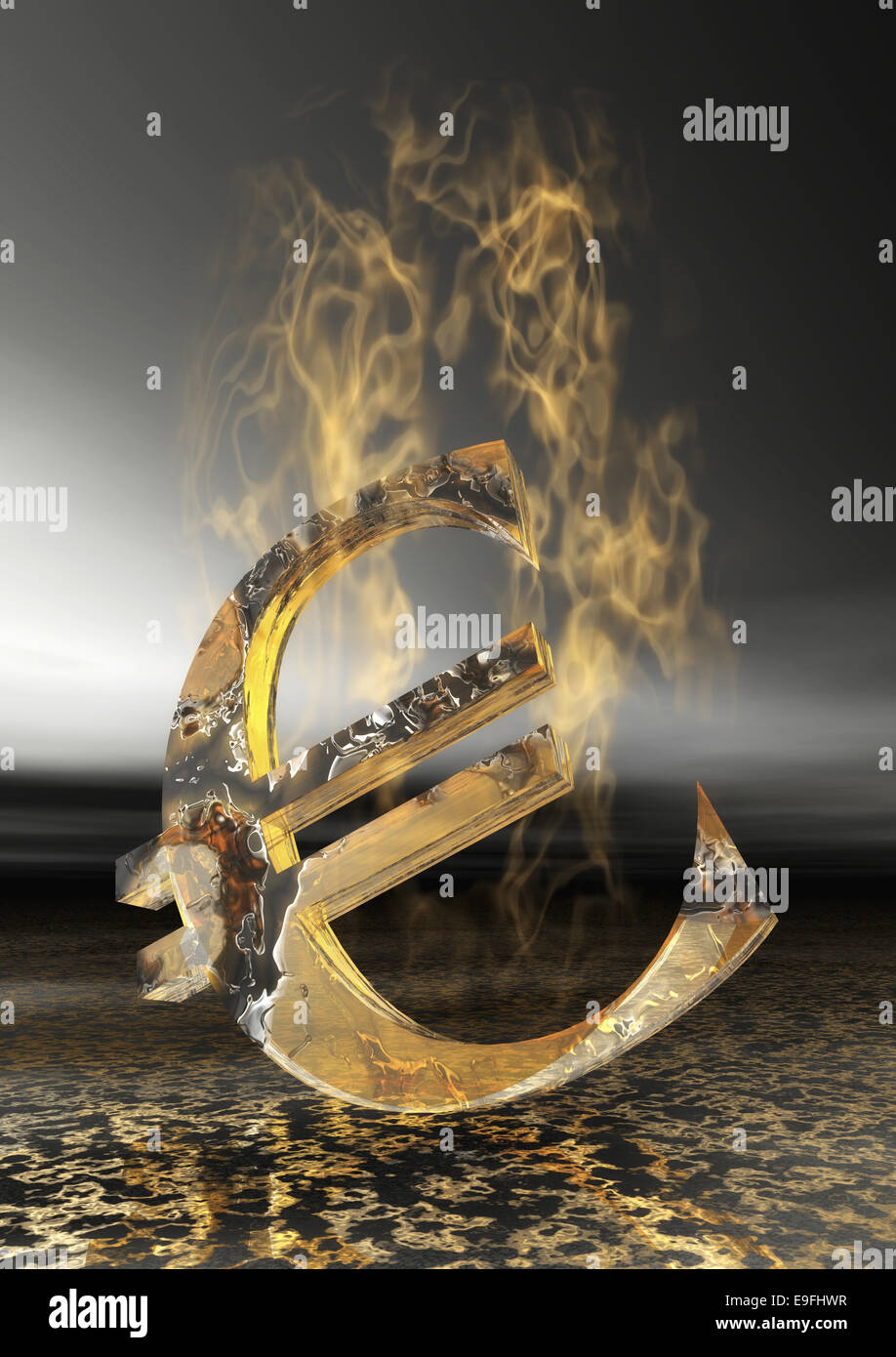 Burning Euro Sign Stock Photo - Alamy