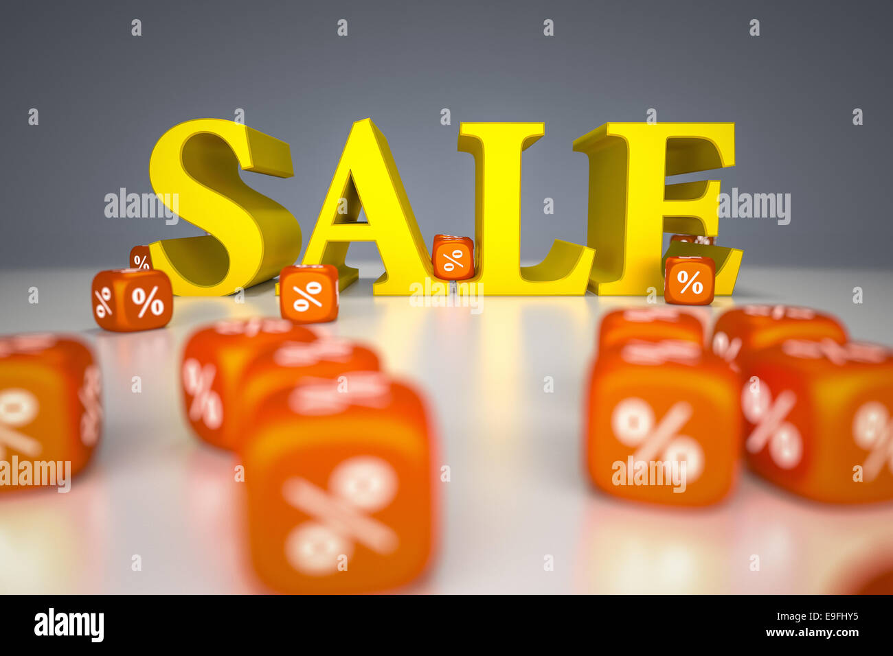 Sale sign with percentage dice Stock Photo - Alamy