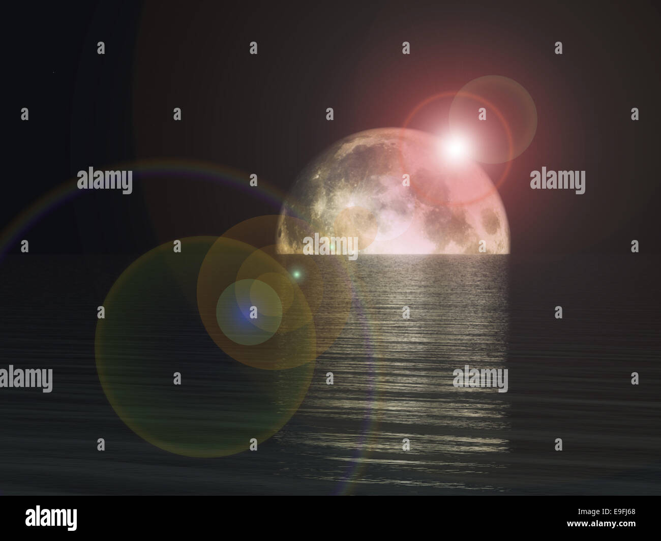 Digital Visualization of a Moonset Stock Photo - Alamy