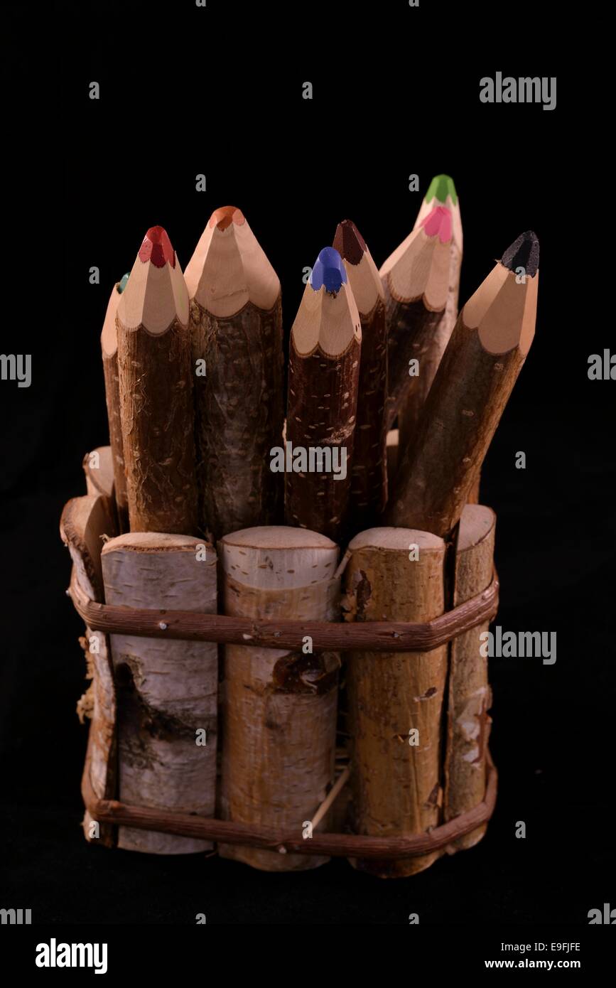 Set of wooden pencils Stock Photo - Alamy