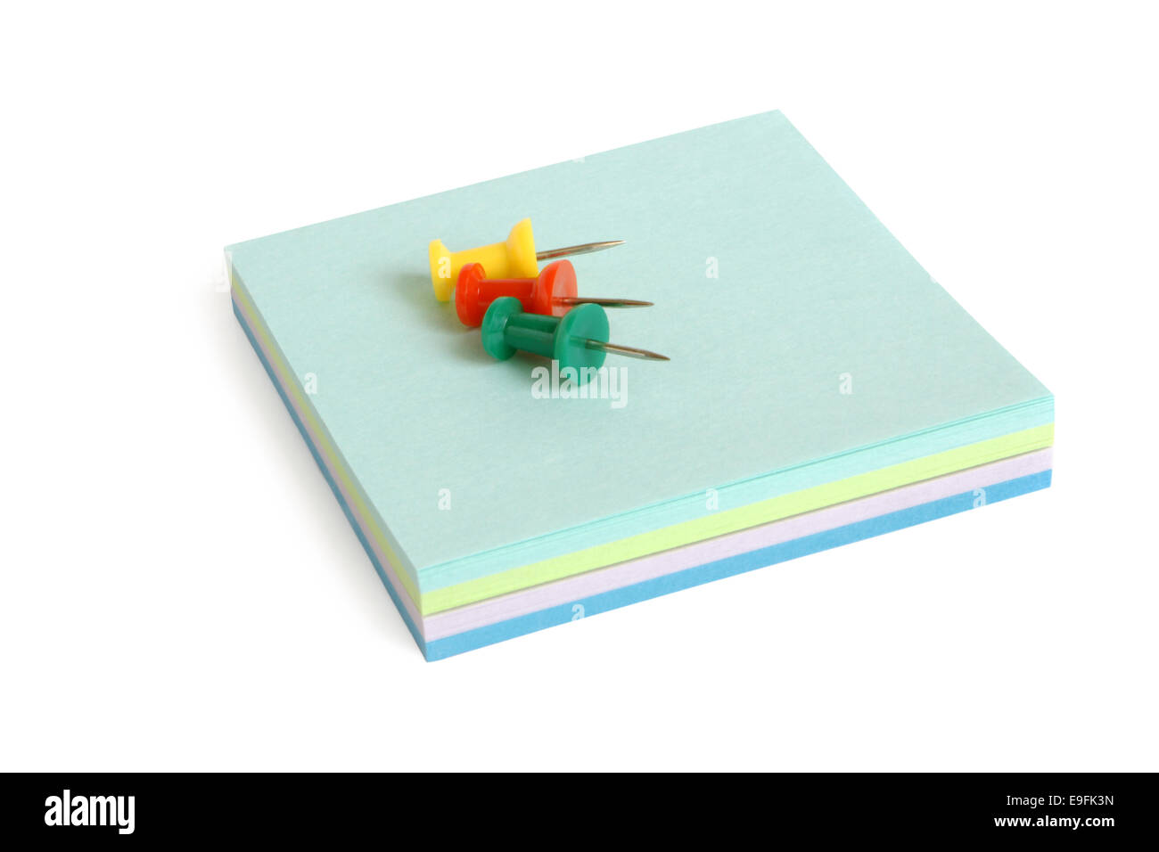 Reminder notes and drawing pins Stock Photo - Alamy
