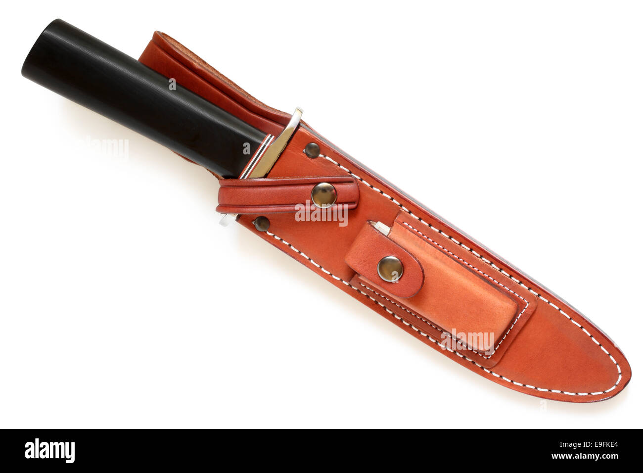Hunting knife in leather sheath Stock Photo - Alamy