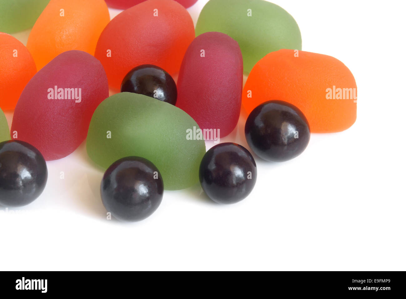 Fruit jelly and chocolate balls Stock Photo - Alamy