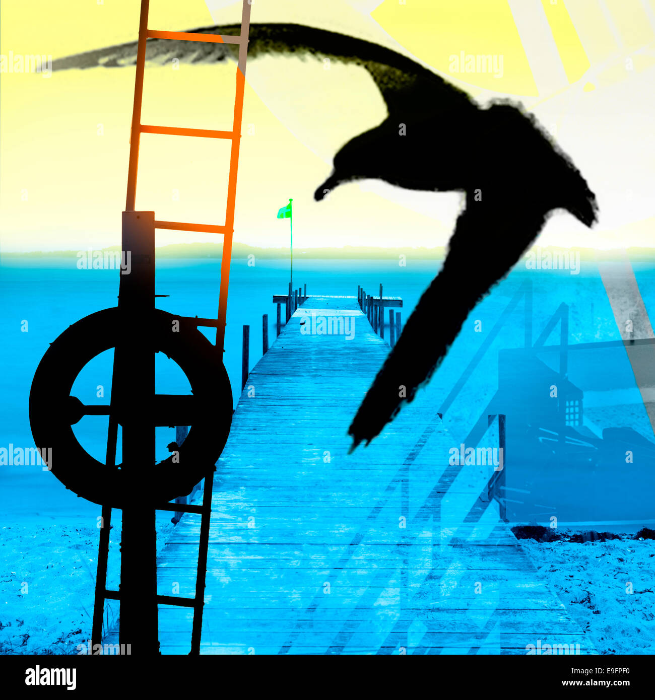 Blue Jetty Artwork Stock Photo - Alamy